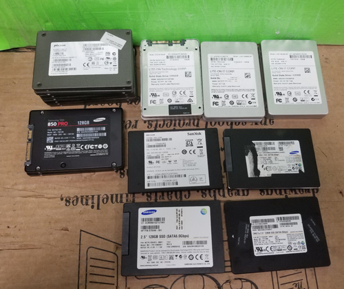 *LOT OF 19* Assorted 128GB SSD 2.5" Micron, Lite-On, SanDisk & SamSung ...