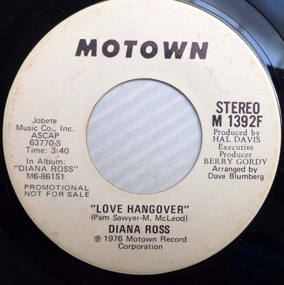 DIANA ROSS motown WHITE LABEL PROMO 45 Love Hangover 3:40 MONO b/w ...