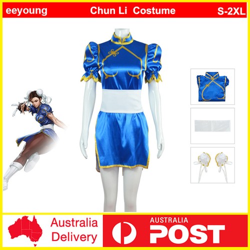 Chun Li Cosplay Costume Dress Women Outfit Cheongsam Halloween Party ...