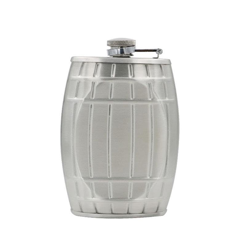 6oz Oak Barrel Shape Hip Flask 304 Stainless Steel Rum Flask Whiskey ...