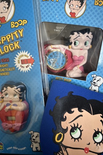 Vintage Betty Boop Lot-Mini Clock Figure/Koozie/Clippity Click-All MIP ...