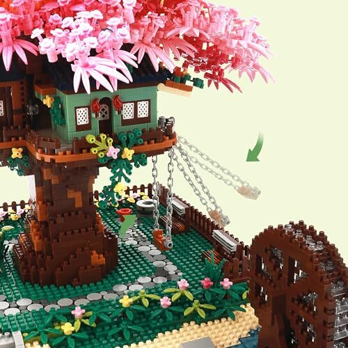 Rainbow Cherry Blossom Tree House Micro Building Blocks Adults Sets ...