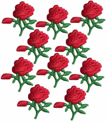 Set of 10 - Small/Mini Red Rose - Iron on Applique/Embroidered Patch | eBay