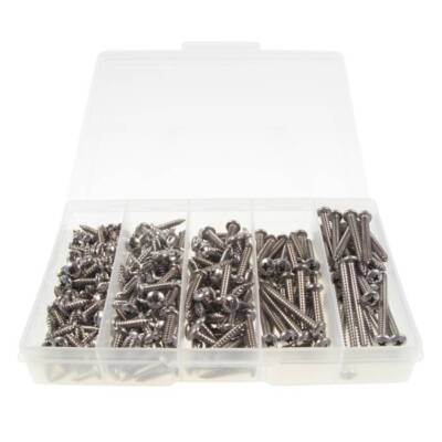 Qty 1 Assortment Kit 370 Piece 10g Pan Self Tapper Screw Stainless 304 ...