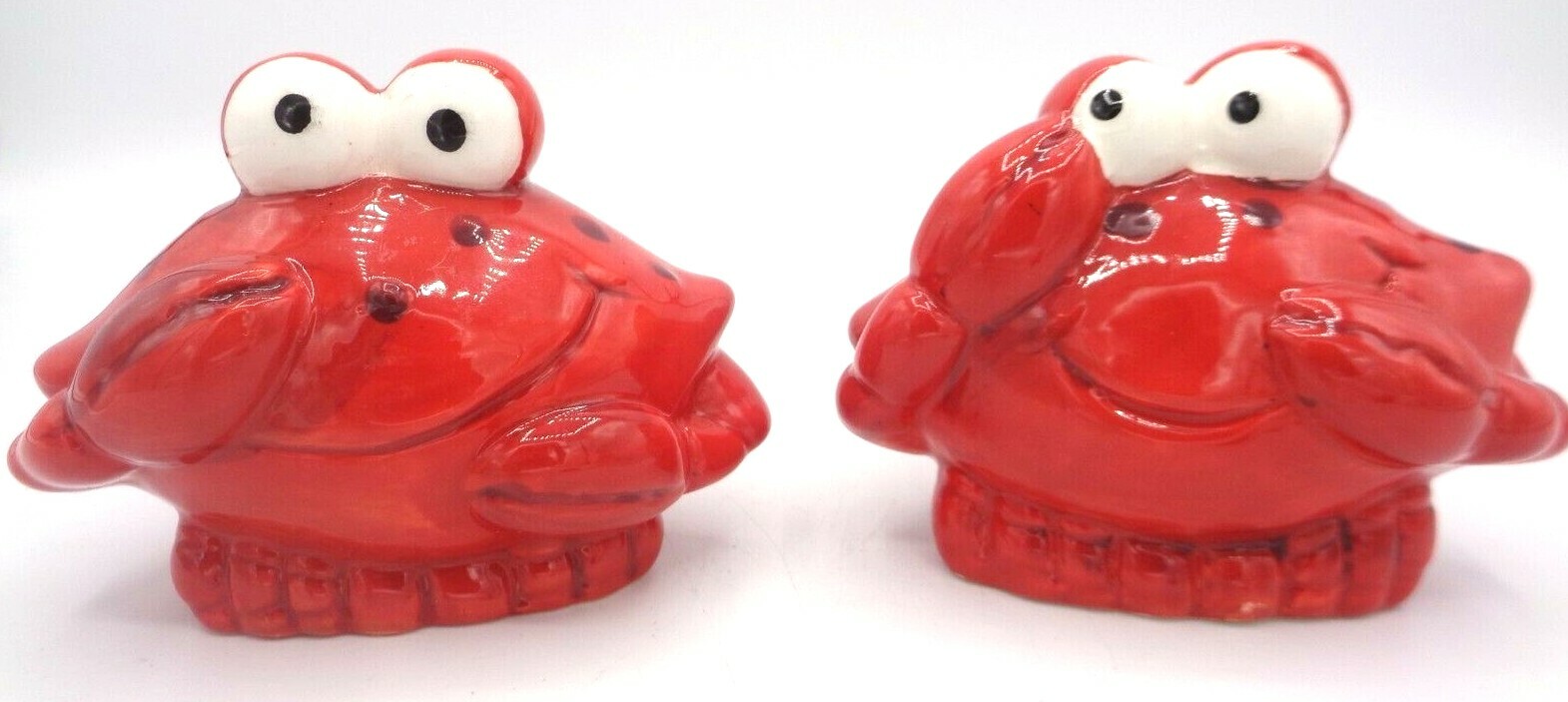 Vintage Happy Whimsical Red Crabs Salt & Pepper Shakers 3" H x 4" L | eBay