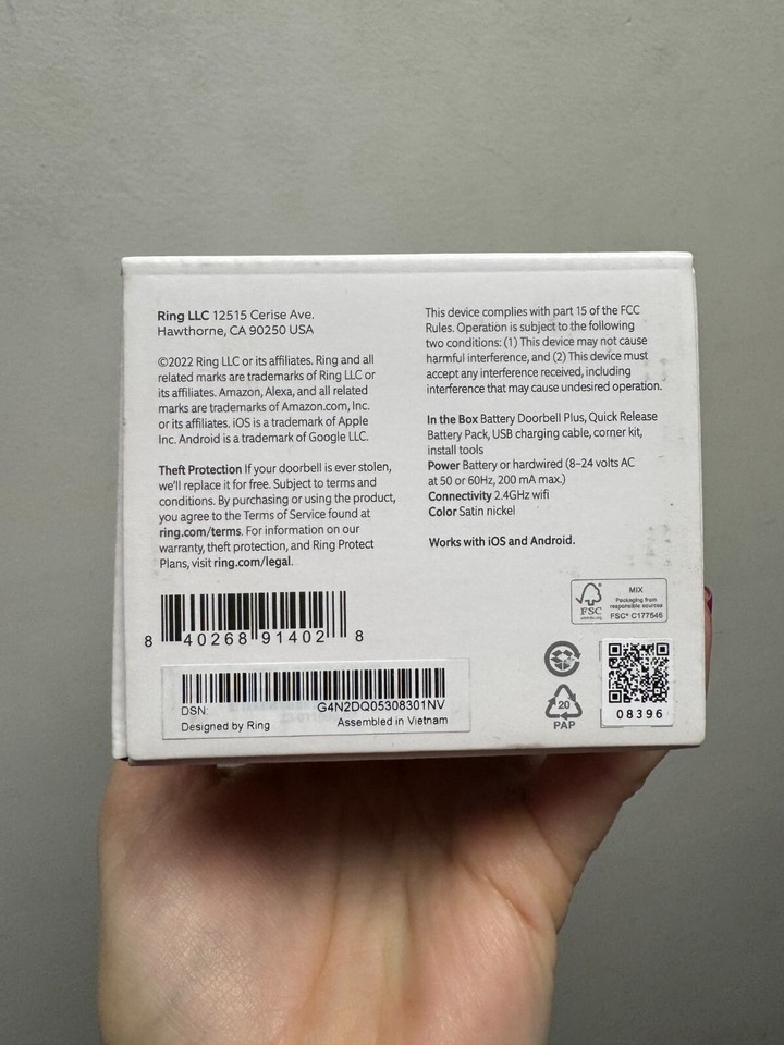 BRAND NEW RING Battery Doorbell Plus Satin Nickel 5F77E9 | eBay