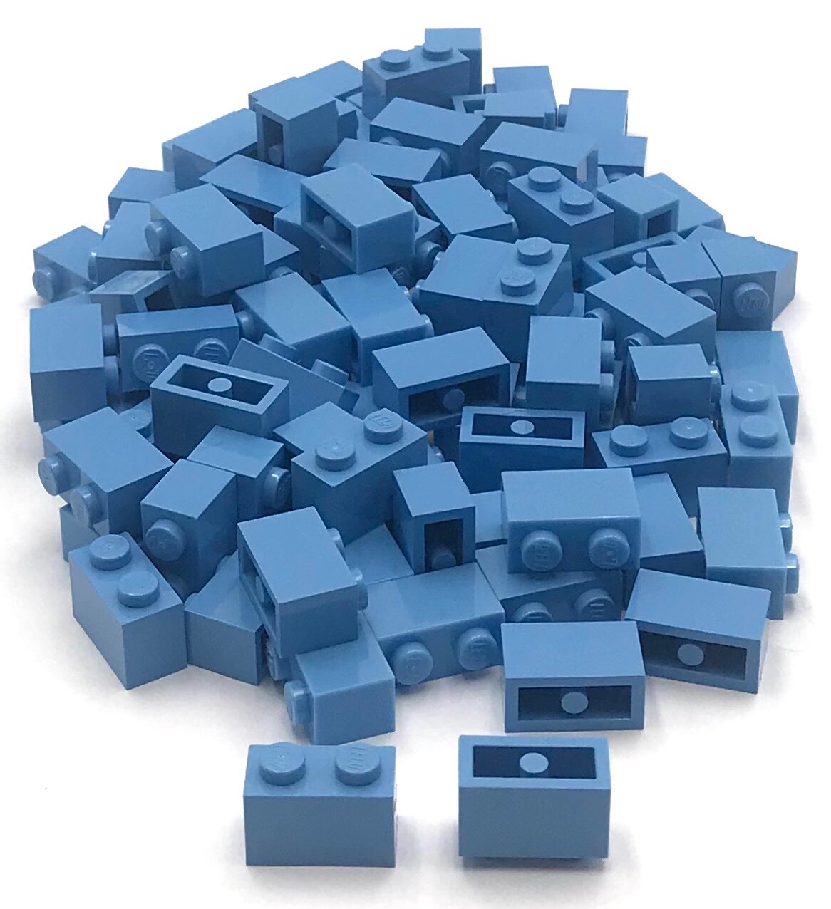 Lego 100 New Medium Blue Brick 1 x 2 Stud Building Block Pieces | eBay