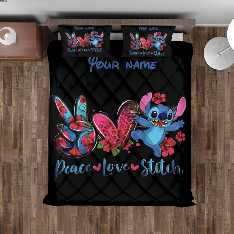 Personalized Peace Love Stitch Tropical Flowers Lilo & Stitch Fans ...