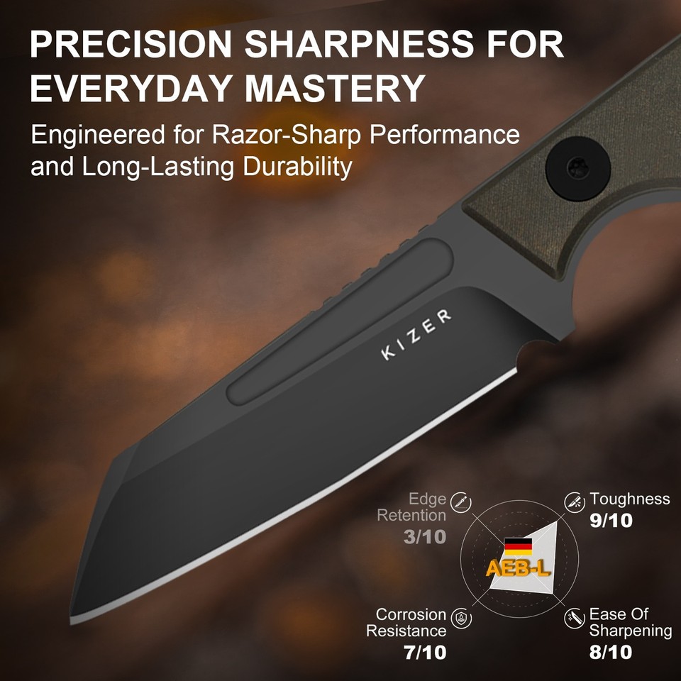 Kizer Phasmids Fixed Knife AEB-L Blade Chocolate Glacier Handle ...