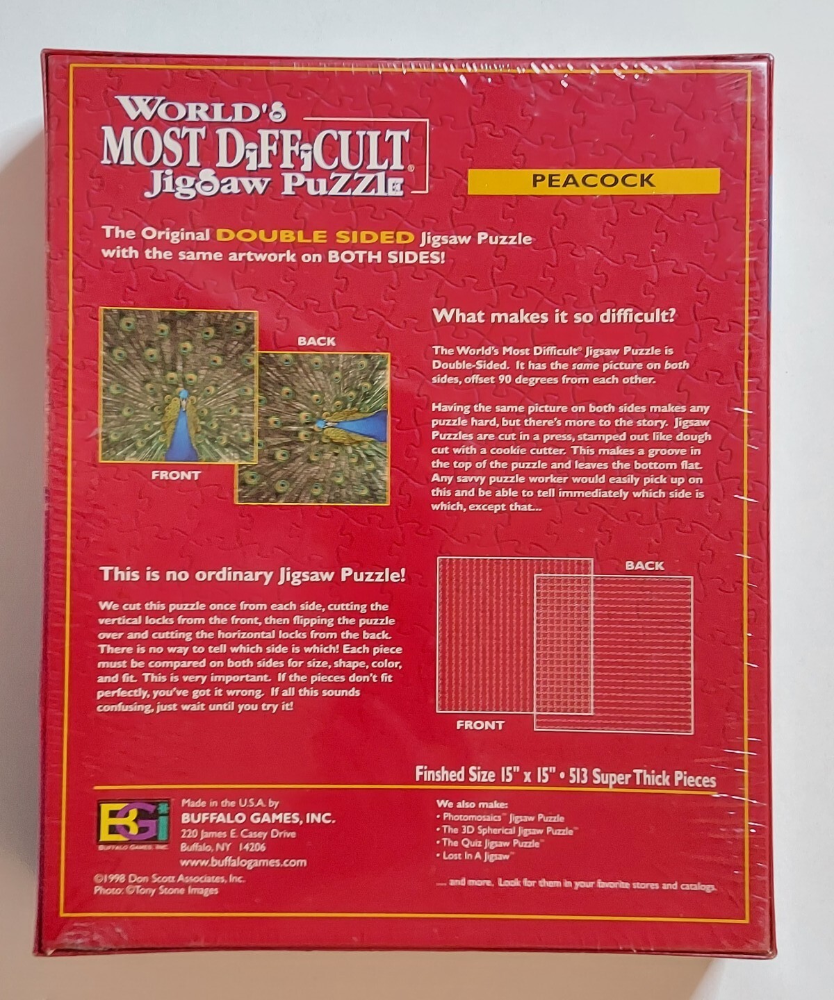 World's Most Difficult Jigsaw Puzzle Peacock 500 PC Double Sided Art ...