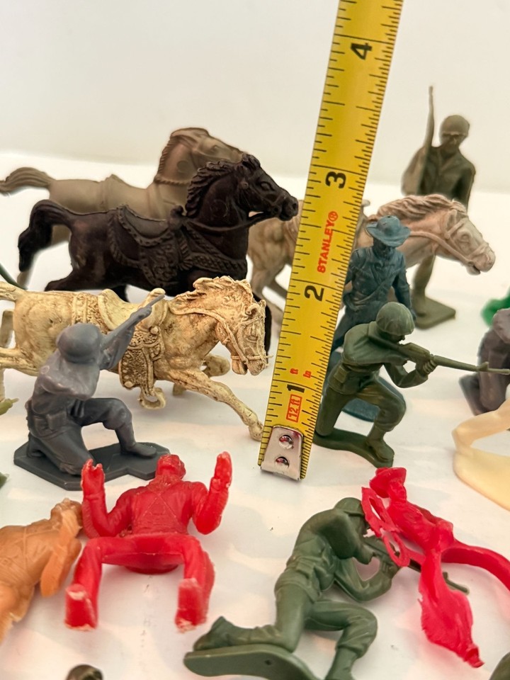 Vintage Tim Mee Marx Army Men Cowboys Horses Animal Airplane Plastic ...