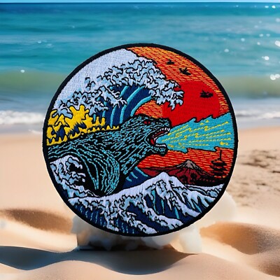 Godzilla Wave Embroidered Hook/Loop Morale Patch | eBay
