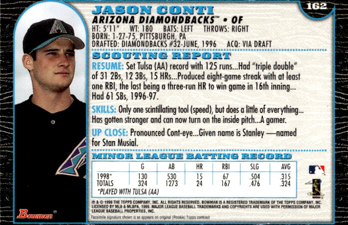 1999 Bowman Jason Conti 162 Arizona Diamondbacks | eBay