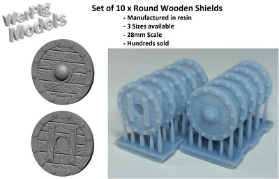 Shields x10 Wooden Round 28mm - 32mm Scale Fantasy Oldhammer Dwarf ...