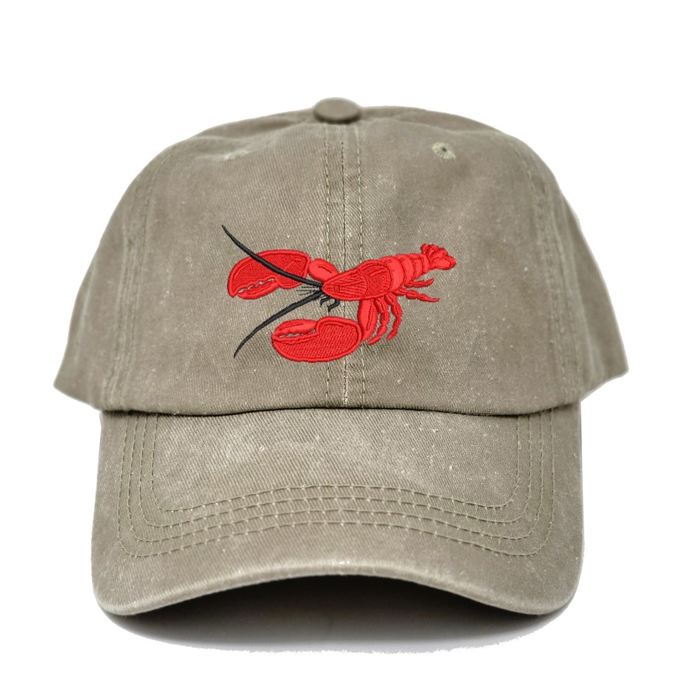 Wildlife Lobster embroidered dad hat, Red lobster embroidered ball cap ...