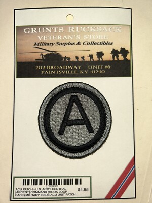 U.S. ARMY CENTRAL COMMAND (ARCENT) / ACU UNIT PATCH [HOOK/LOOP REVERSE ...