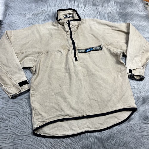 Kavu Made USA Vintage Cotton Canvas Pullover 1/2 Zip Jacket Tan | eBay