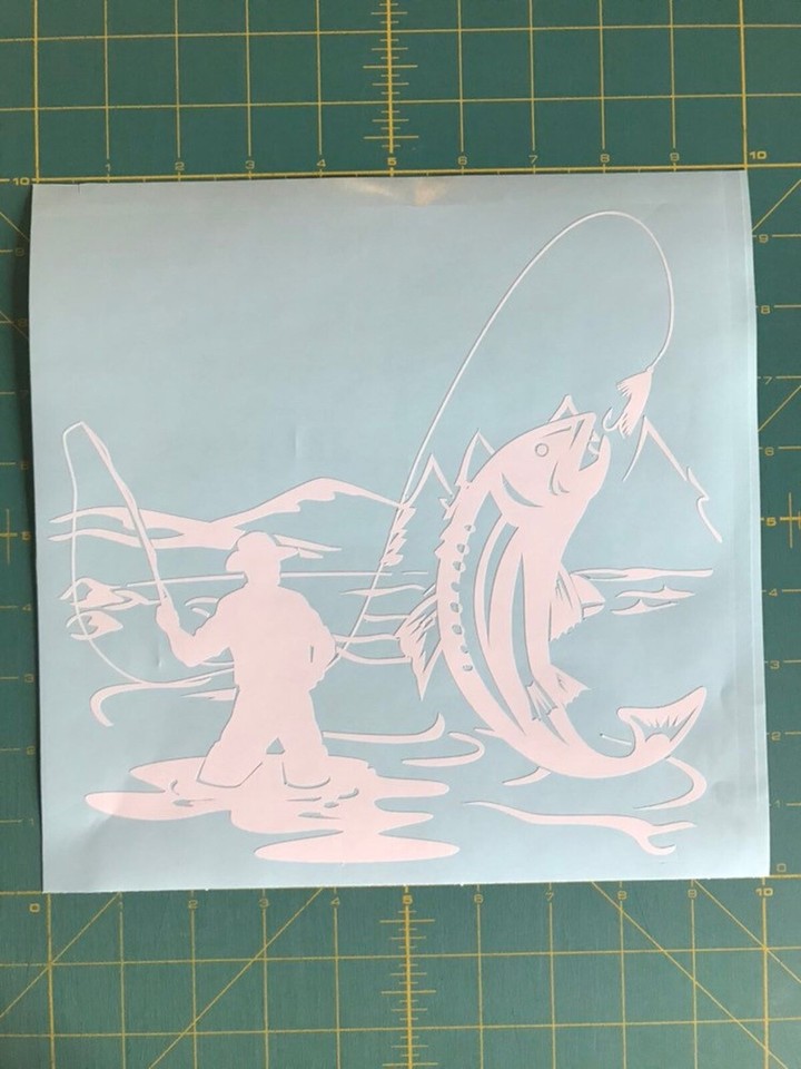 Fly Fisherman Fishing Die Cut Vinyl car truck window Decal Sticker | eBay