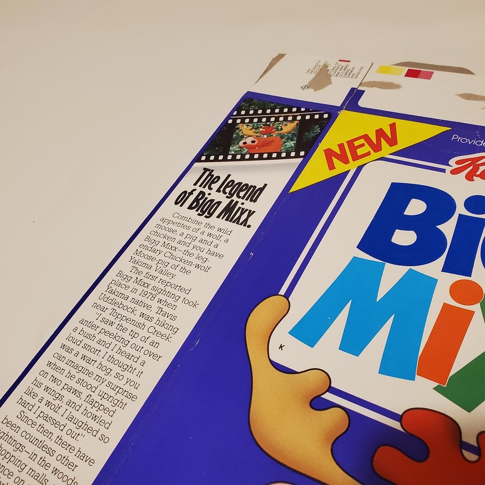 Vintage 1990 1991 Kellogg’s Bigg Mixx Moose Original Cereal Box 90s Big ...