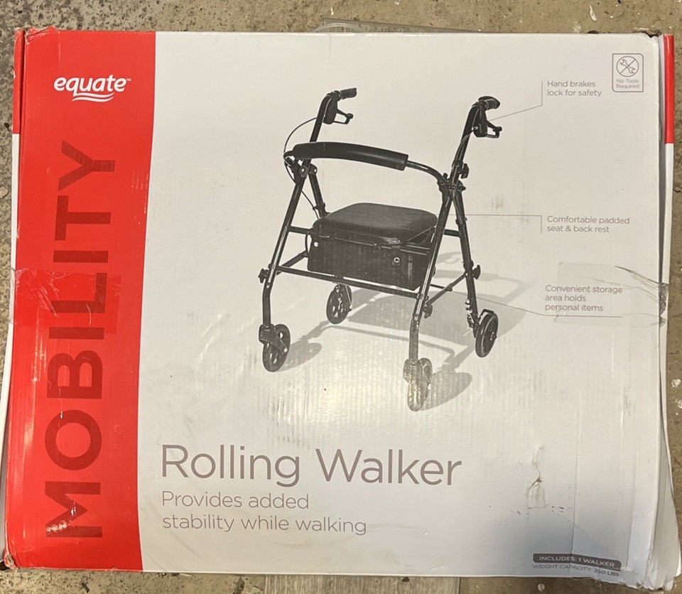 Equate Rolling Walker For Seniors, Rollator Walker with Seat and Wheels ...