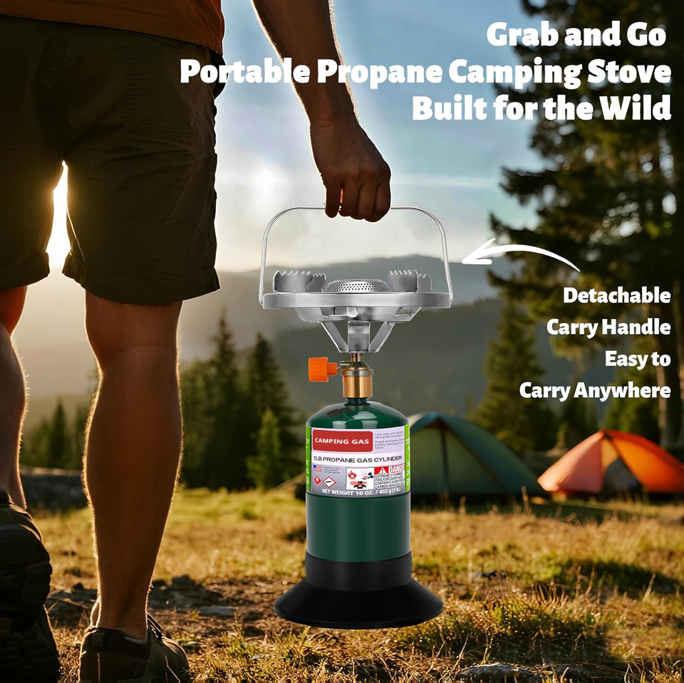 Propane Camping Stove, Portable Backpacking Stove with Adjustable ...