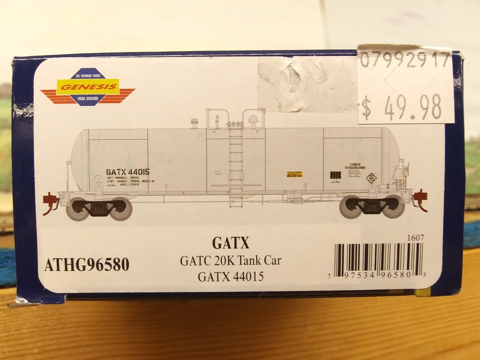 HO NIB Athearn Genesis GATX 44015 GATC SHN 20K Tank Car G96580 With ...