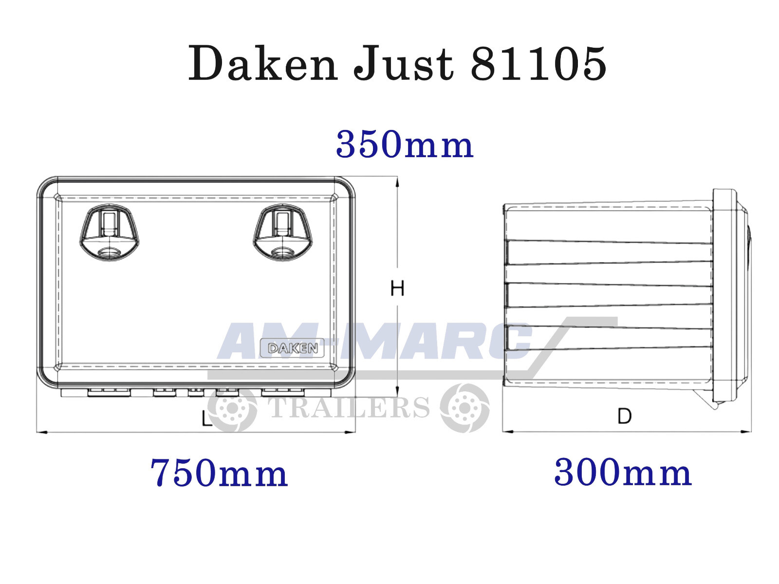 Daken Just 750x350x300 Tool Box 81105 Side Locker Truck Trailer Strap ...