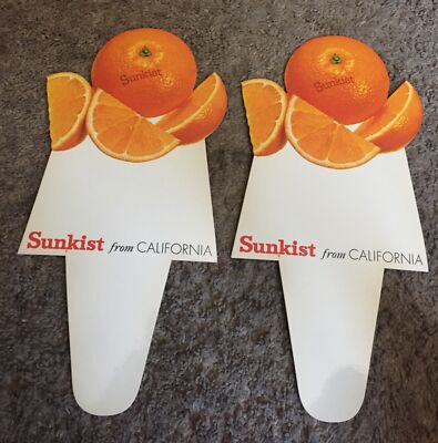 TWO VINTAGE SUNKIST ORANGES CARDBOARD STORE DISPLAY SIGN | eBay
