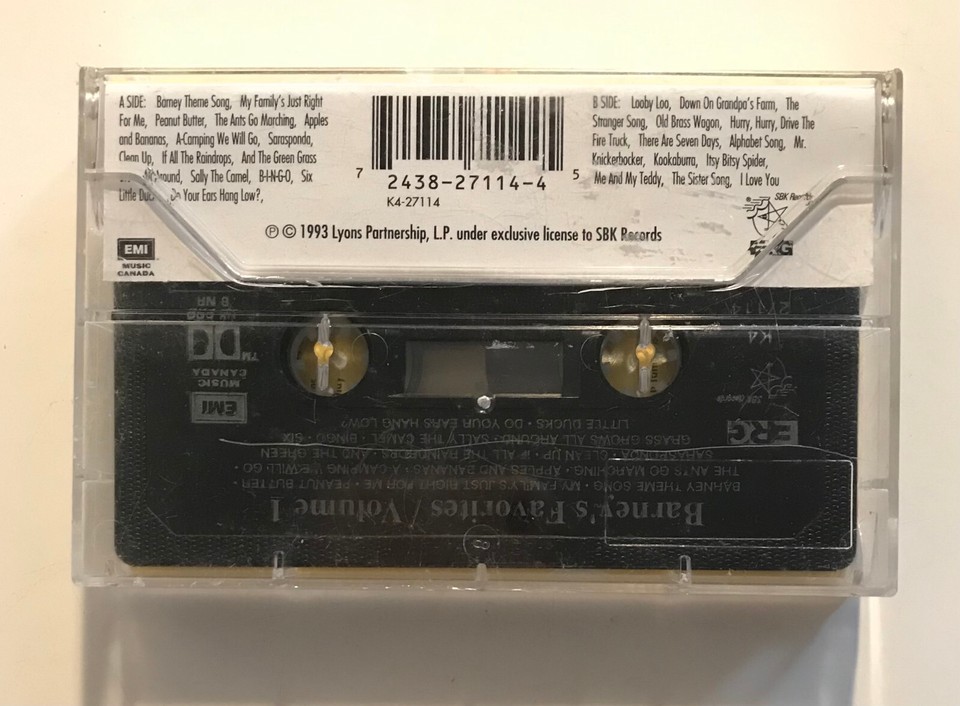 Barney's Favorites Volume 1 Cassette 1993 Barney the Dinosaur Theme ...