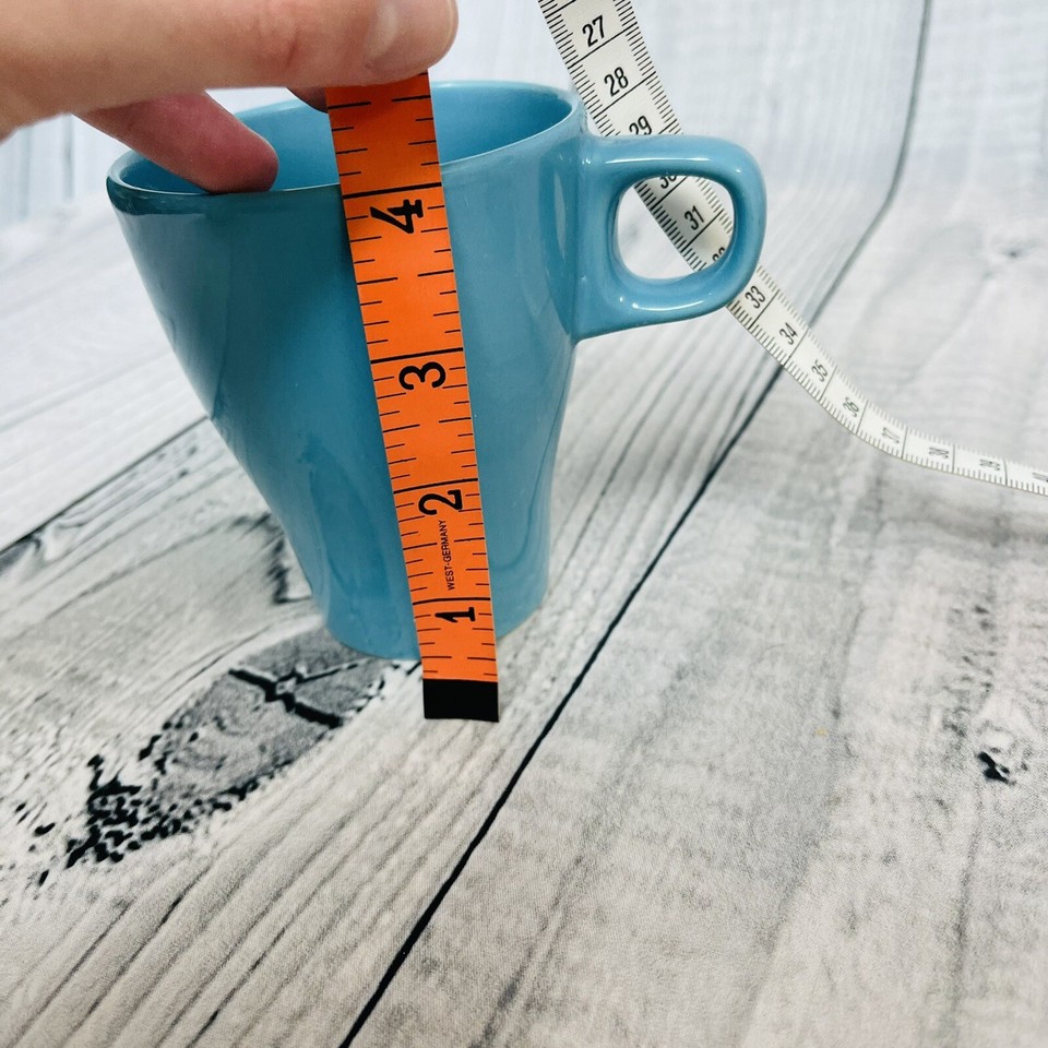 2 IKEA Stacking Fall Coffee Mugs Aqua Teal Blue & Burnt Orange 8oz Hot ...