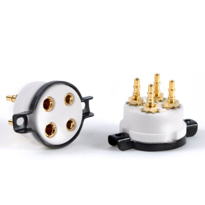 2pcs 4pin CMC Ceramic Tube Socket Gold Valve PCB 2A3 300B 274A 50 80 ...