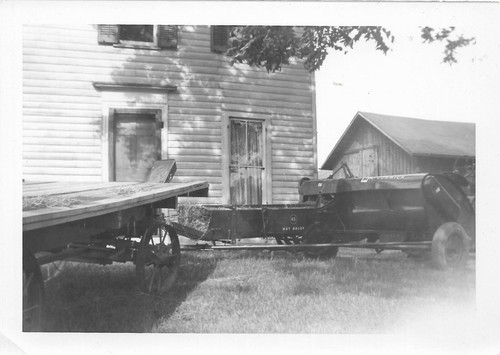 3 vintage photos MCCormick hay baler #45 farm equipment barn cows | eBay