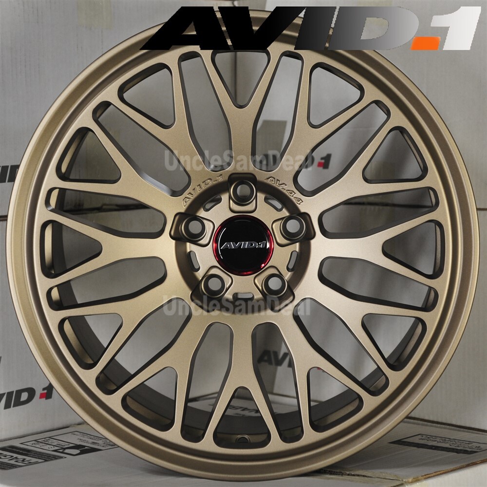 18x8.5 5x114.3 +35 OFFSET AVID.1 AV-44 MATTE BRONZE MESH SPOKES WHEELS ...