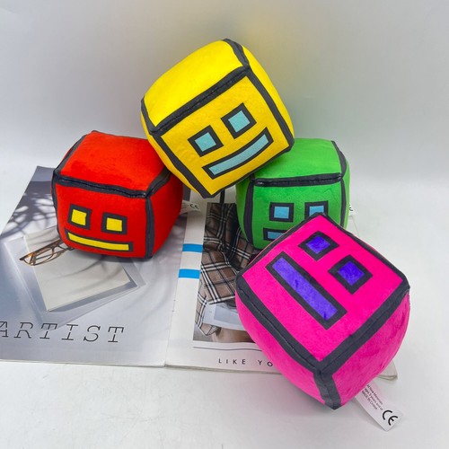 4PCS Geometry Dash Game Plush Doll Squares Cartoon Birthday Gift ...