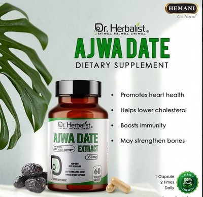 Ajwa Date Extract PURE Phoenix Dactylifera 60 Capsules 350mg 10%Tannins ...