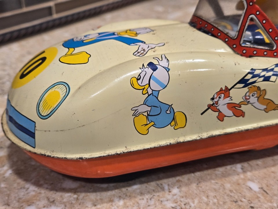 Vintage 1950's 1960's Donald Duck Tin Car Friction Toy from Japan RARE ...