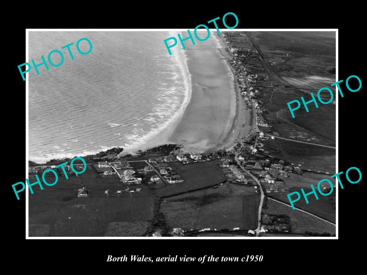 OLD 8x6 HISTORIC PHOTO OF BORTH WALES AERIAL VIEW OF THE TOWN c1950 3 ...