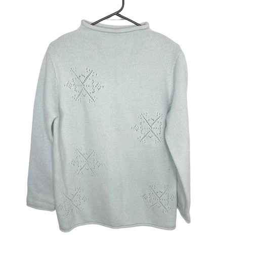 VTG blue snowflake sweater mock neck lambswool & angora EUC winter | eBay
