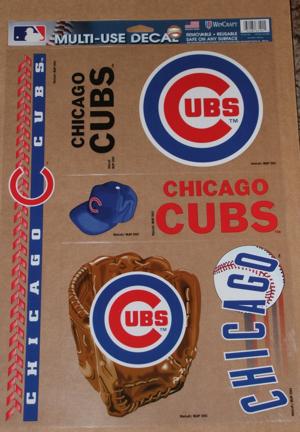 Set of 2- MLB Chicago Cubs 11x17 Sheets of 5 (10 total) Decals Clings ...