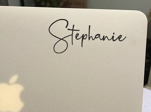 Custom Laptop Name Sticker Decal Mobile Tablet Rose gold Silver Chrome ...