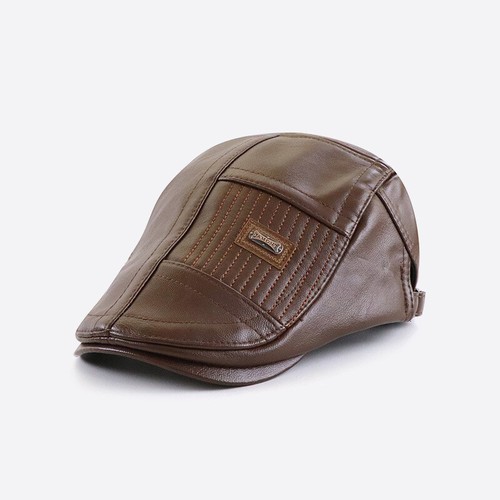 Men Beret Hat Leather Cap Newsboy Gatsby Flat Cap Ivy Golf Driver Cap ...