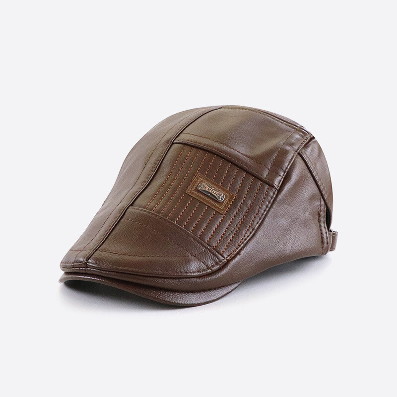 Men Beret Hat Leather Cap Newsboy Gatsby Flat Cap Ivy Golf Driver Cap ...