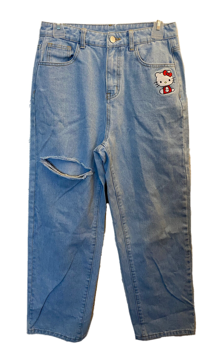Hello Kitty Women’s Denim Light Jeans Distressed Pant… - Gem