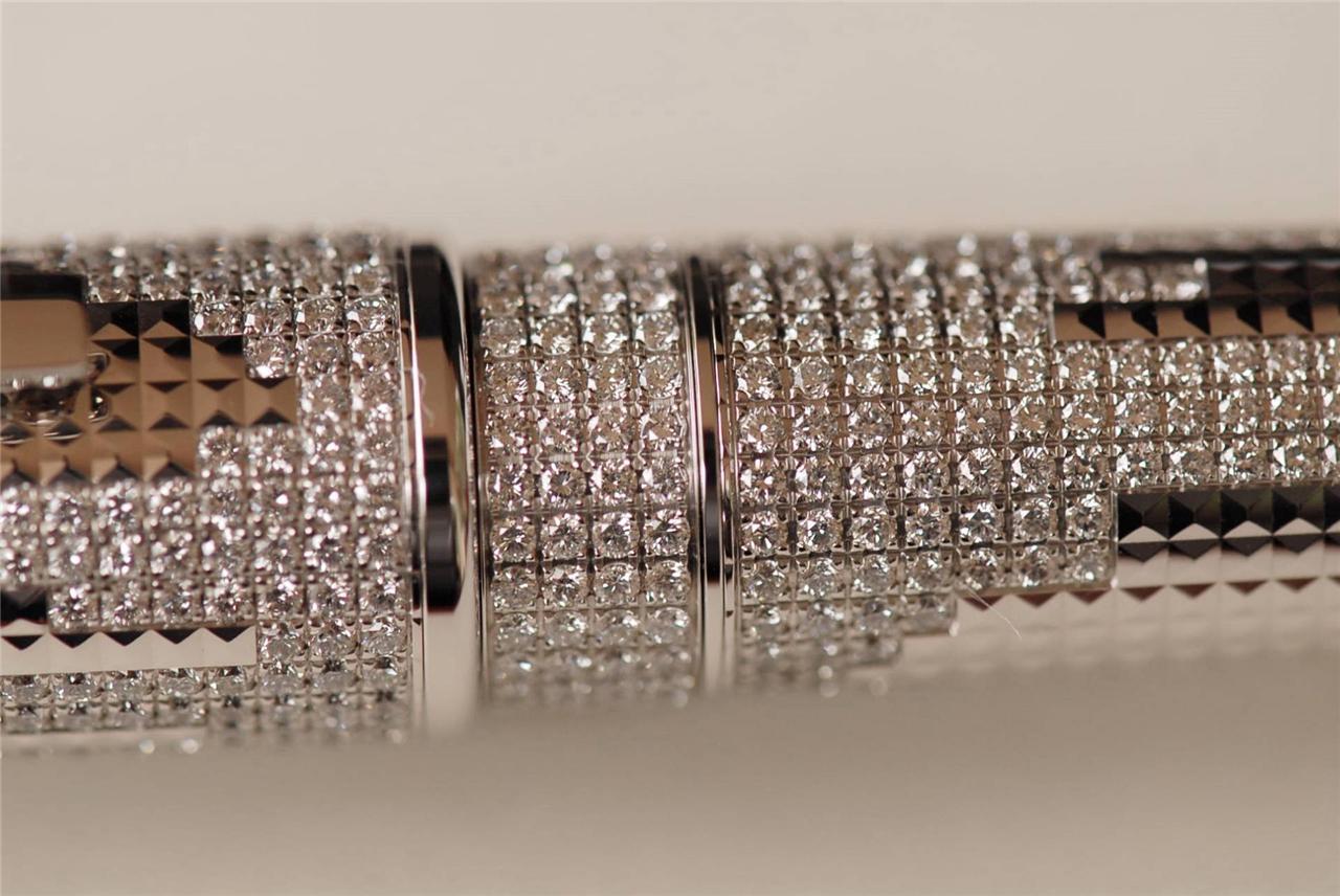 DUPONT SOLID WHITE GOLD FOUNTAIN PEN "DIAMOND RAIN" - 7.4 CARAT ...