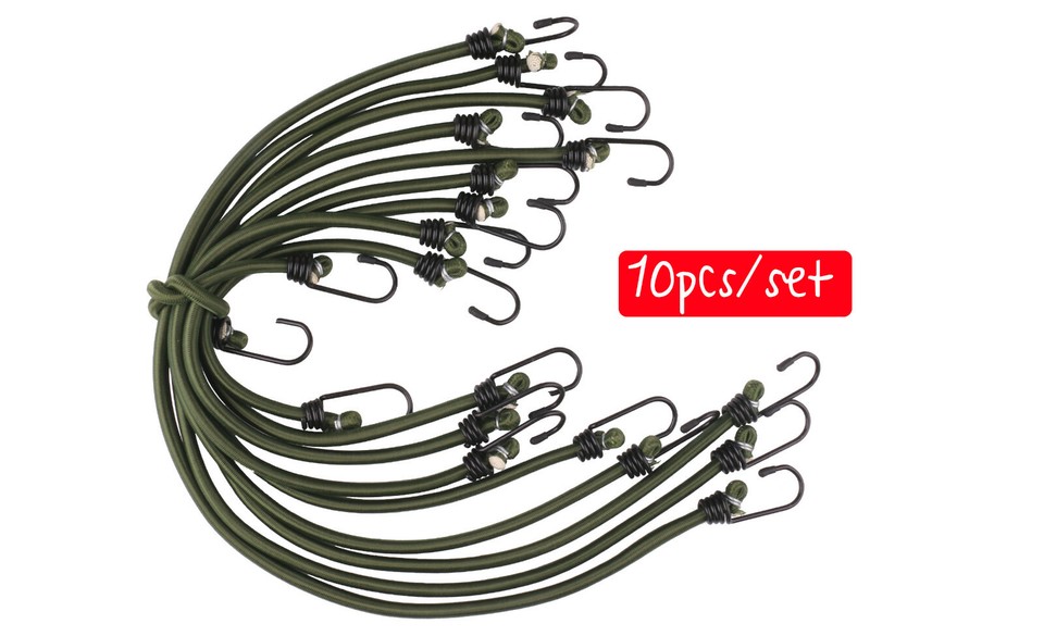 10-40pcs Heavy Duty Elastic Bungee Cords Hooks Multi-Purpose Luggage ...