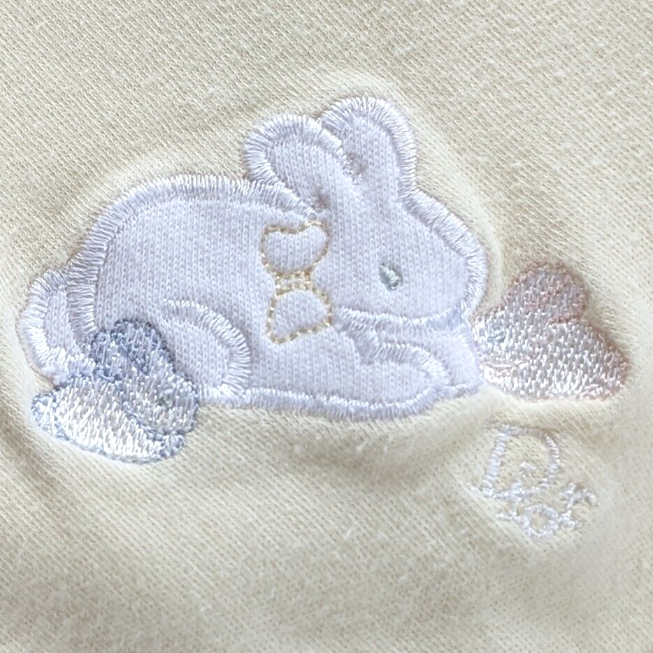 Vintage Baby Dior Receiving Blanket Pale Yellow Rabbits Bunnies Satin ...