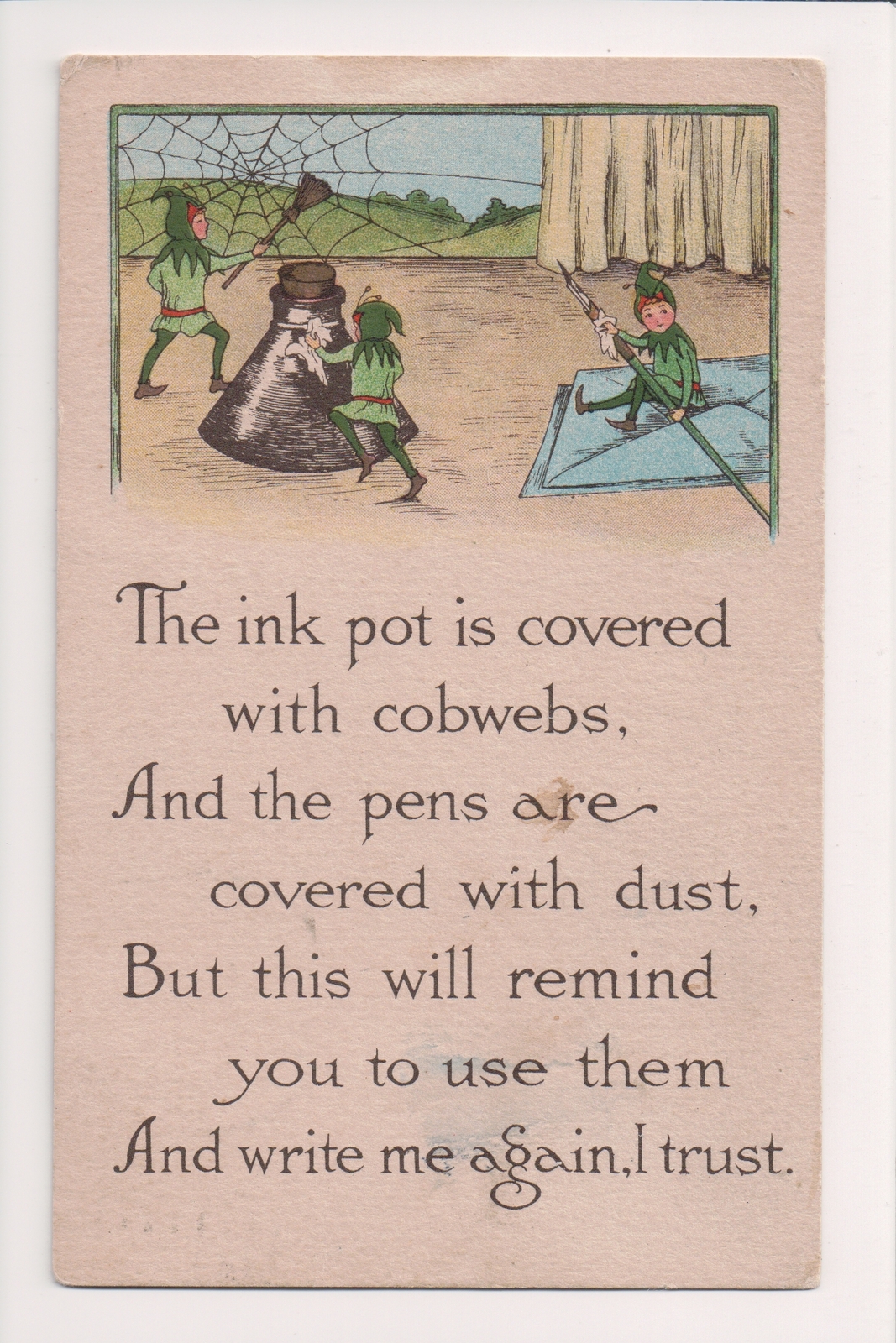 O-228 Pixie Sprites Ink Cobwebs Poem 1916 Postcard | eBay