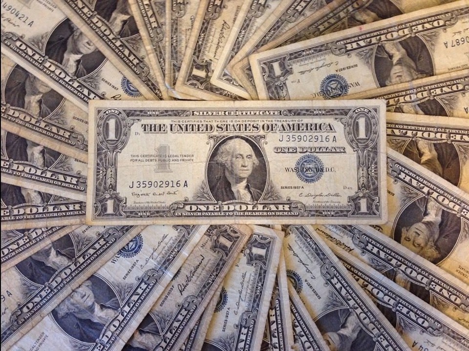 1923-1957 One Dollar Note $1 Silver Certificate VG+ Bill Blue US ...