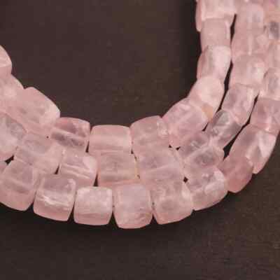 1 Strand Rose Quartz Cube Beads ,Gemstone Faceted Box Shape Briolettes ...