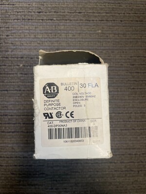 Allen Bradley 400-DP30NA3-M 400 Contactor 30A 208/240V 50/60HZ New in ...
